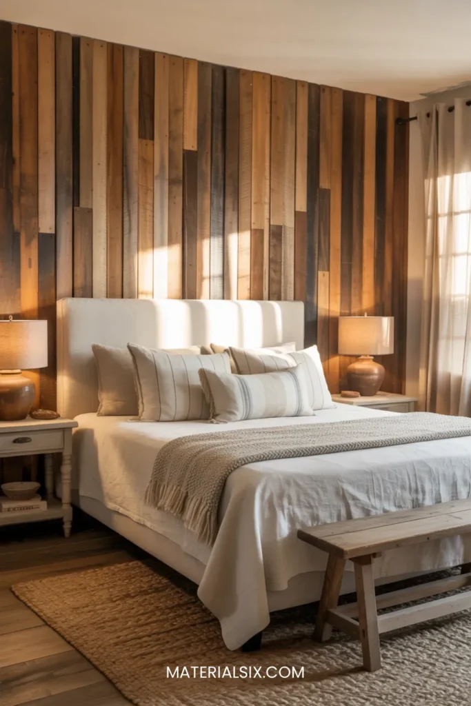 27+ Cozy Farmhouse Bedroom Accent Wall Ideas for a Rustic Retreat