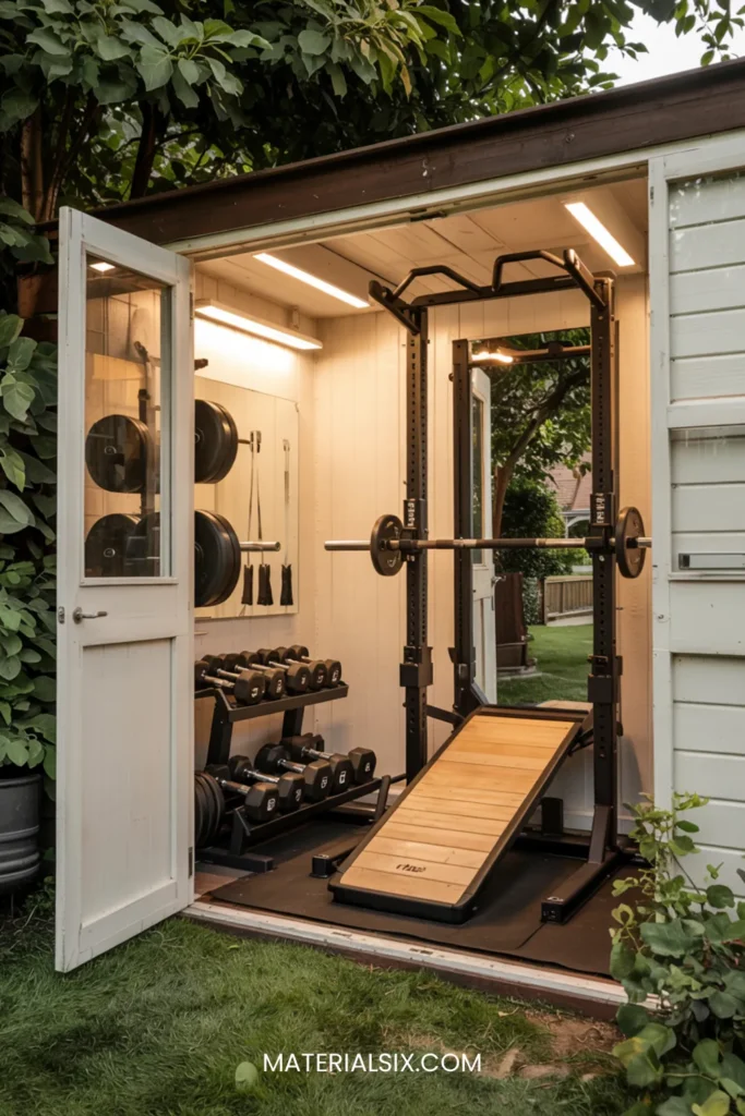 30 Home Gym Shed Ideas for a Clean, Motivating Workout Space - MaterialSix