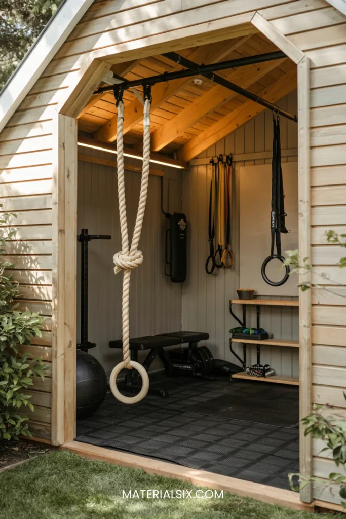 30 Home Gym Shed Ideas for a Clean, Motivating Workout Space - MaterialSix