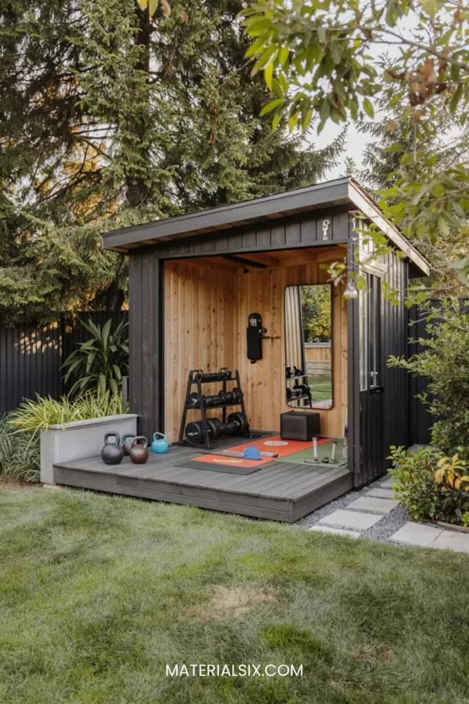 30 Home Gym Shed Ideas for a Clean, Motivating Workout Space - MaterialSix