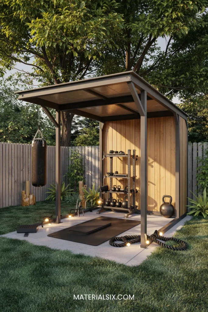 30 Home Gym Shed Ideas for a Clean, Motivating Workout Space - MaterialSix