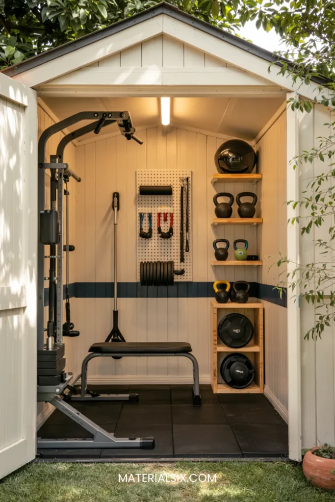30 Home Gym Shed Ideas for a Clean, Motivating Workout Space - MaterialSix