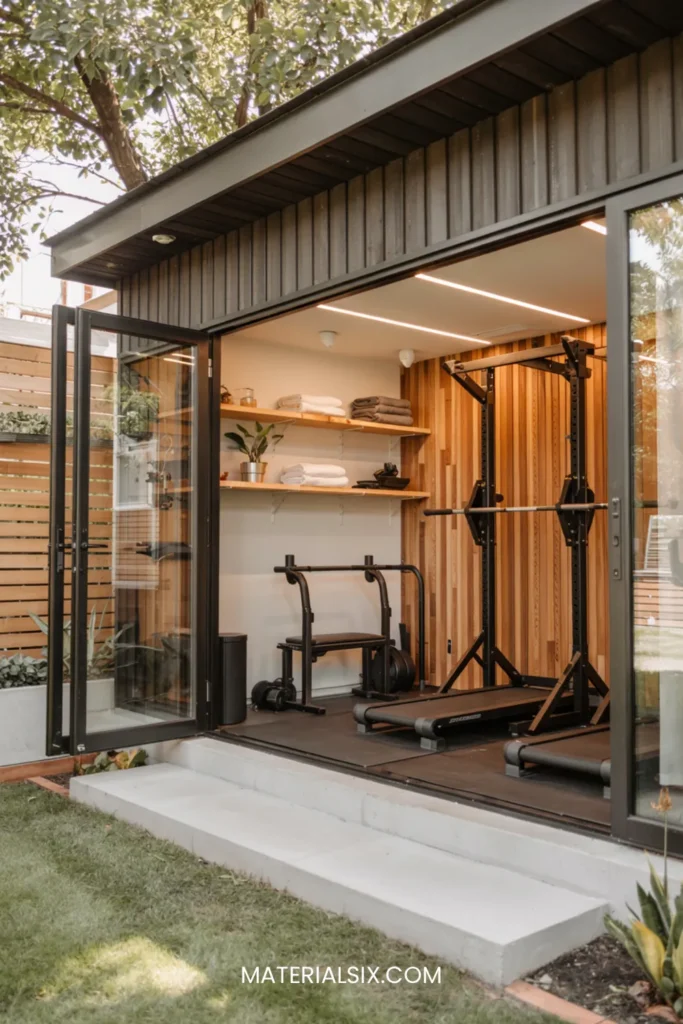 30 Home Gym Shed Ideas for a Clean, Motivating Workout Space - MaterialSix